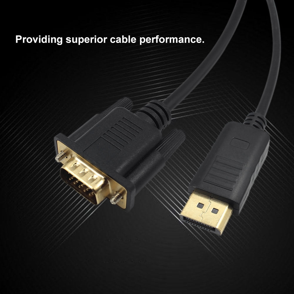 1.8M Male Display Port DP to VGA Male Adapter Cable Converter 1080P ...