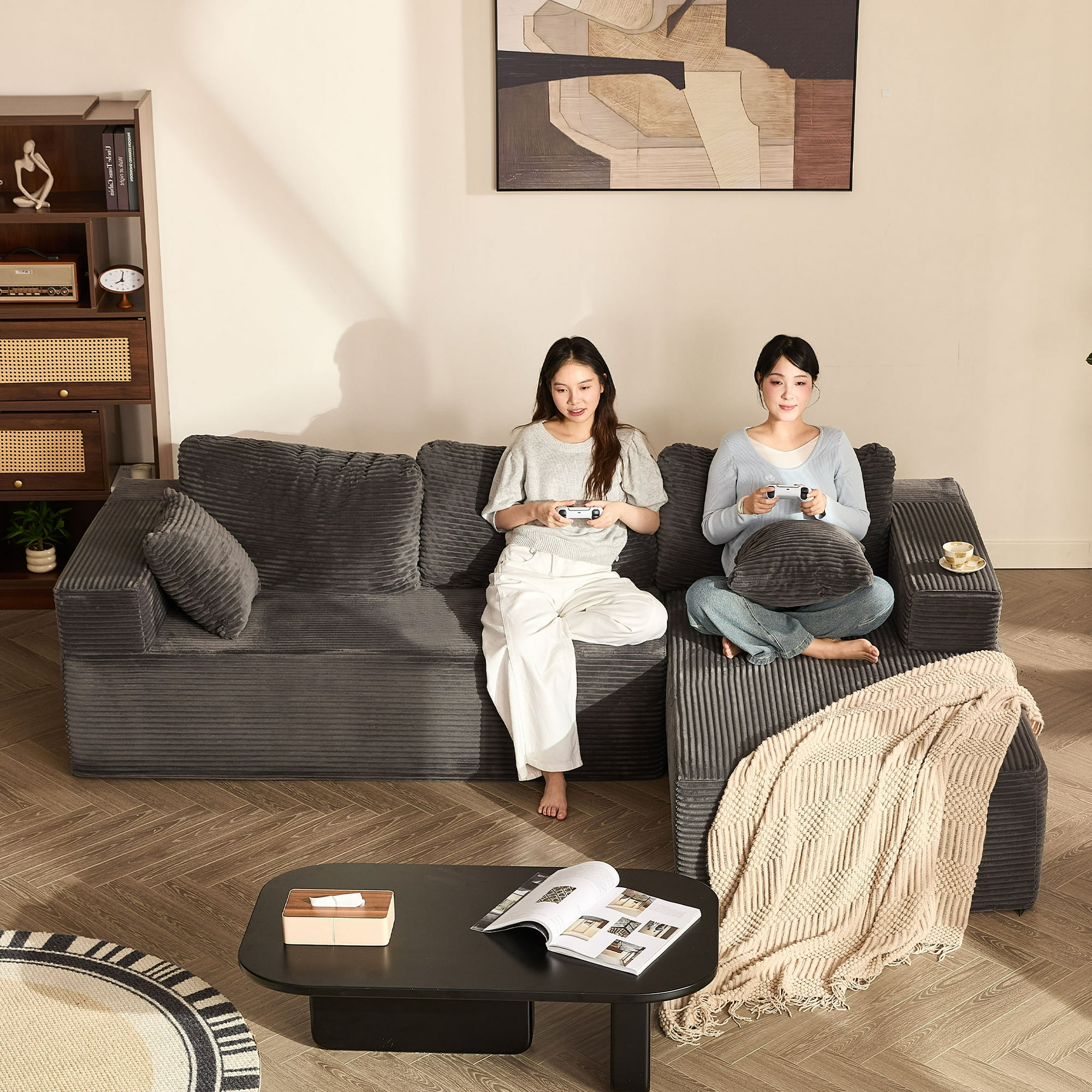 Click here for Bigsyy 107 L-Shape Right Corduroy Modular Sofa For... prices