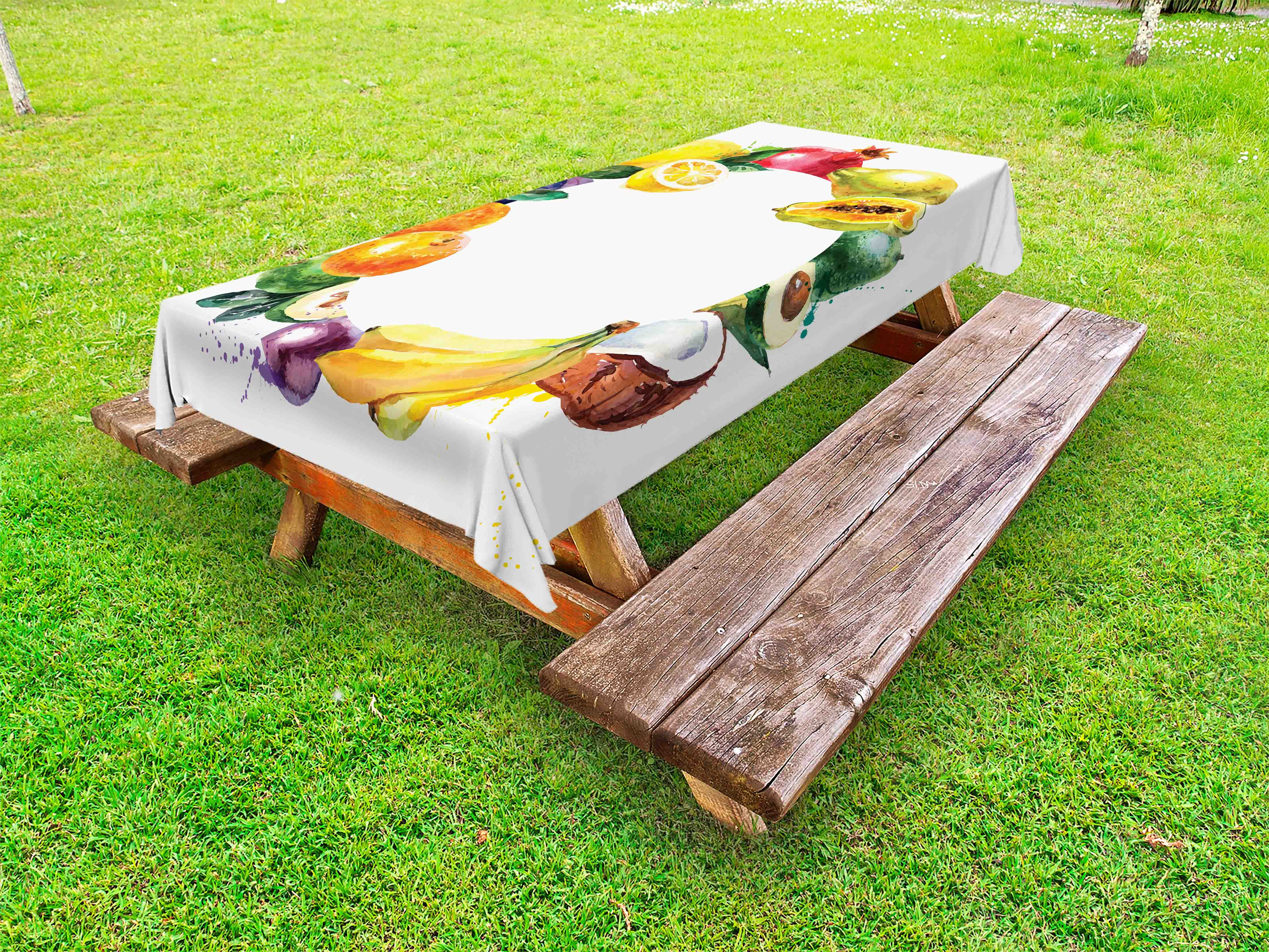 Fruit Outdoor Tablecloth, Nature Food with Banana Lemon Avocado Orange ...