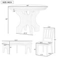 5-Piece Dining Table Set, 44" Round Dining Table with Curved Bench and ...