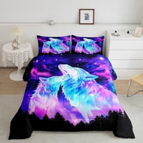 Neon Wolf Comforter 3D Wolves Printed Bedding Bedroom Decor, Moon ...