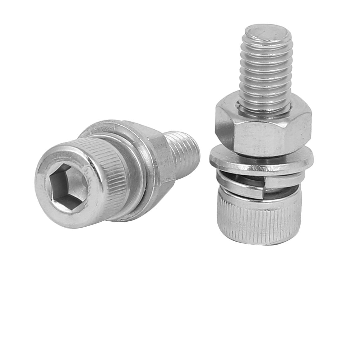M8 x 25mm 304 Stainless Steel Hex Socket Head Cap Screws Nuts w Washers ...