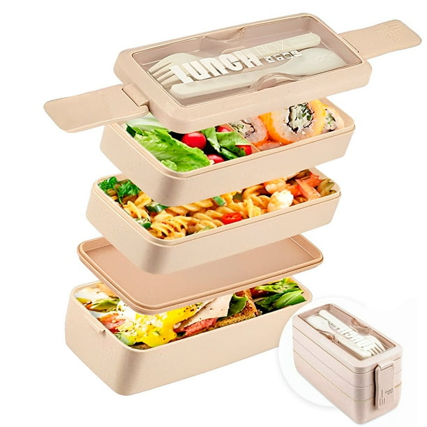 Lunch Box 3 Niveles Topper De 1000ml Lonchera Con Cubiertos | Walmart ...