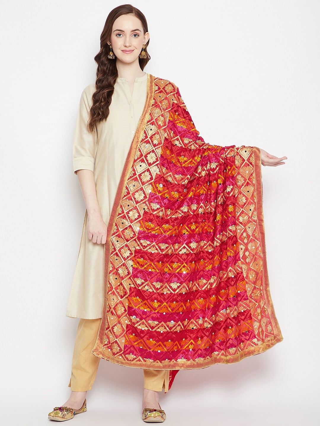 eloria Woman's Indian Ethnic Chunni, Silk blend Embroidered Multi ...