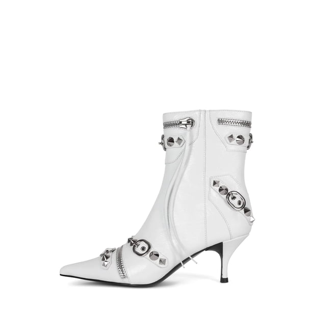 Jeffrey Campbell Alt-Rock White Silver Kitten Heel Pointy Toe Spiky ...