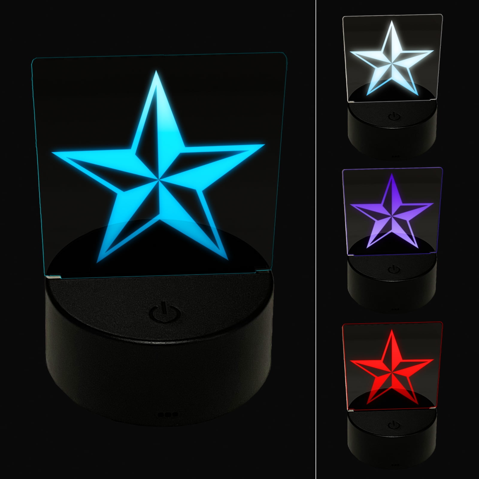 Nautical Star LED Night Light Sign 3D Illusion Desk Nightstand Lamp ...