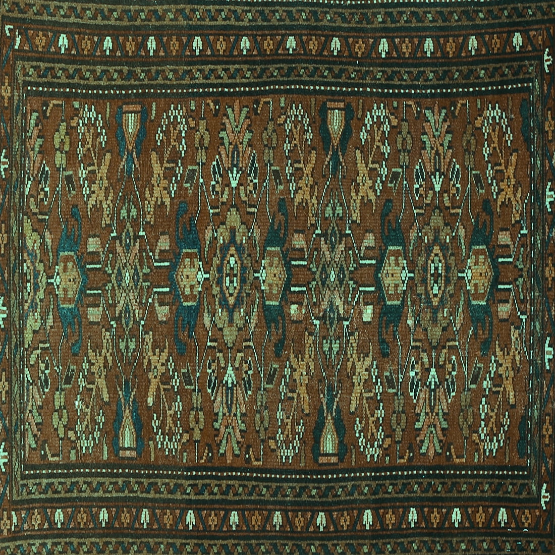 Ahgly Company Machine Washable Indoor Square Persian Turquoise Blue ...