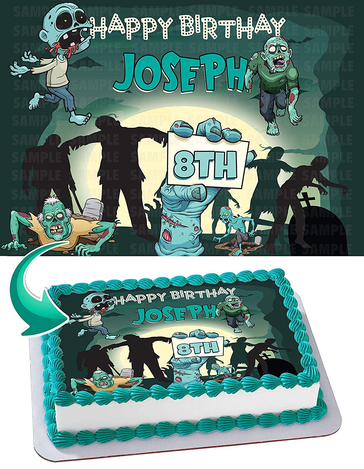 Terrific, Horror, Zombie - Edible Cake Topper - 11.7 x 17.5 Inches 1/2 ...