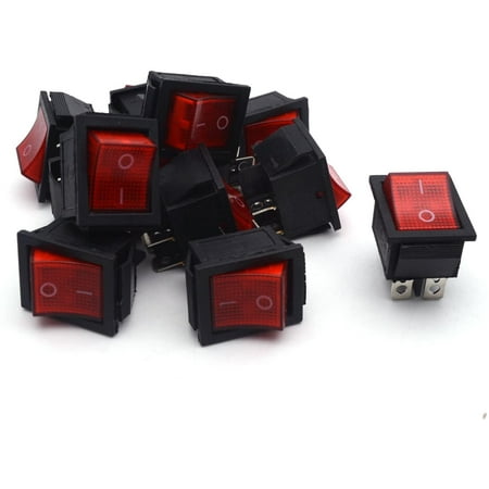 4 Pin Boat Rocker Switch 2 Position DPST ON/Off Snap-in Red Lamp Light ...