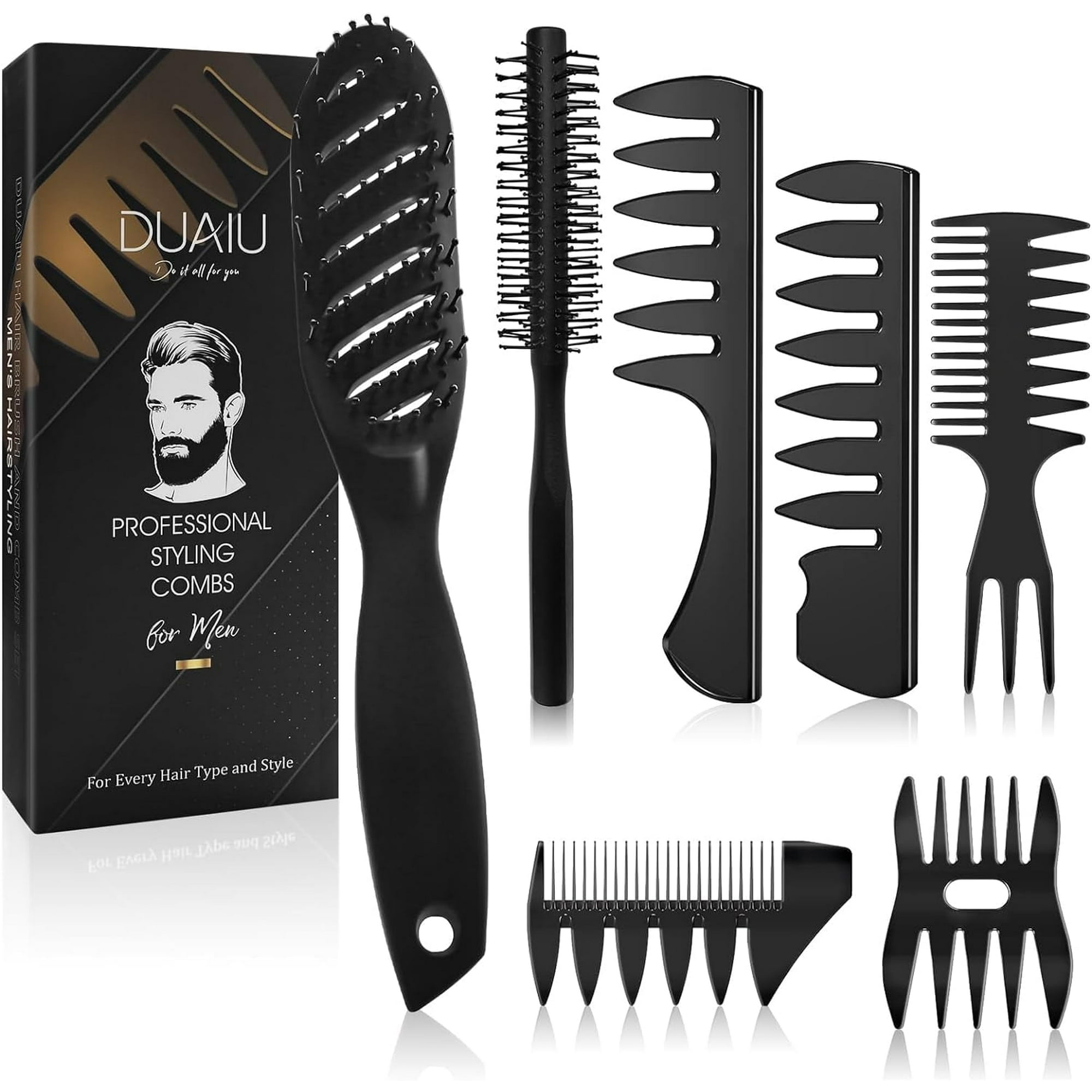 Click here for Duaiu 7pcs Mens Hair Styling Set: Vent Brush  Roun... prices