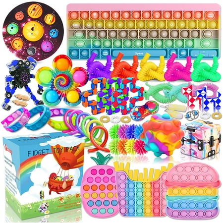 Big Fidget Pack Anti-Anxiety Tools, Fidget Toy Pack with Marble Mesh Sensory Tubes and Fidget ...