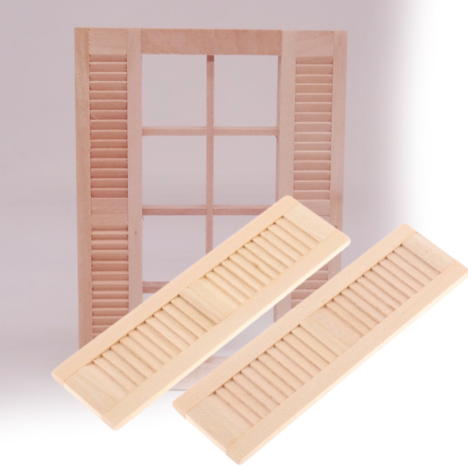 Hesroicy 2Pcs Dollhouse Shutters Handmade Furniture Accessories Wood 1/ ...