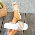 Afuyipoi Women's Pearl Rhinestone Flat Sandals Round Toe Summer Beach ...
