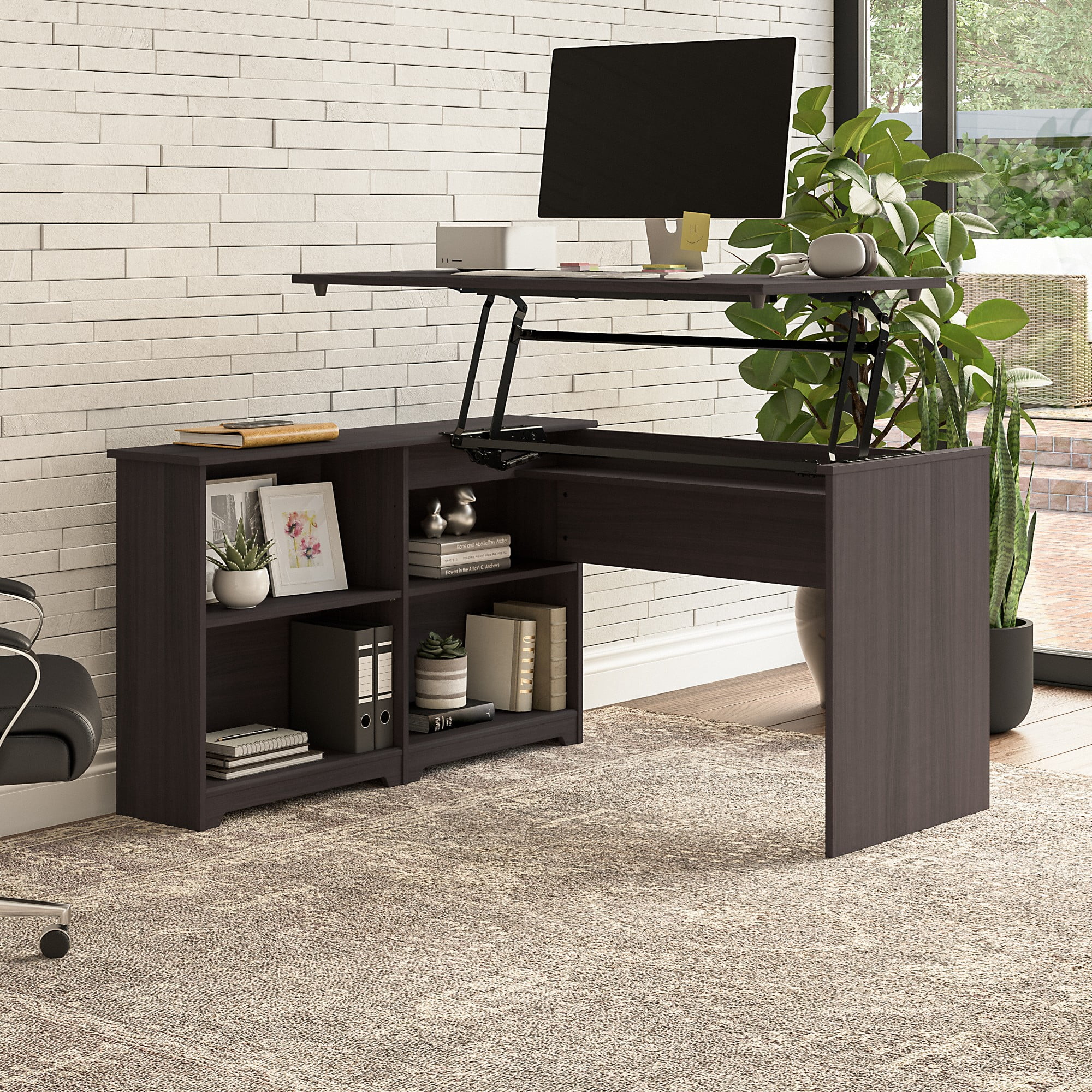 Bush Furniture Cabot 52W 3 Position Sit to Stand Corner Desk with ...