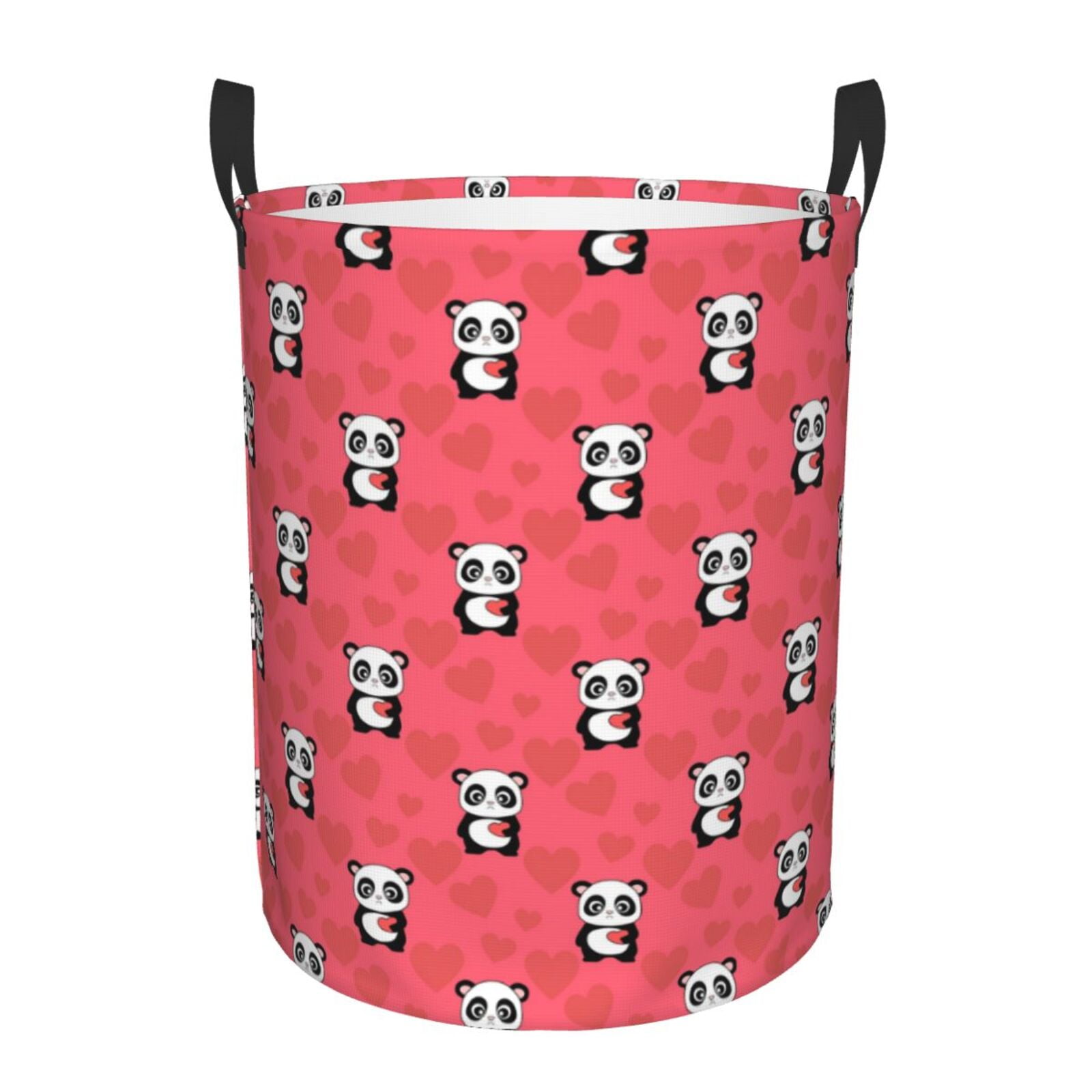 XMXT Collapsible Laundry Basket, Cute Panda Love Background Waterproof ...