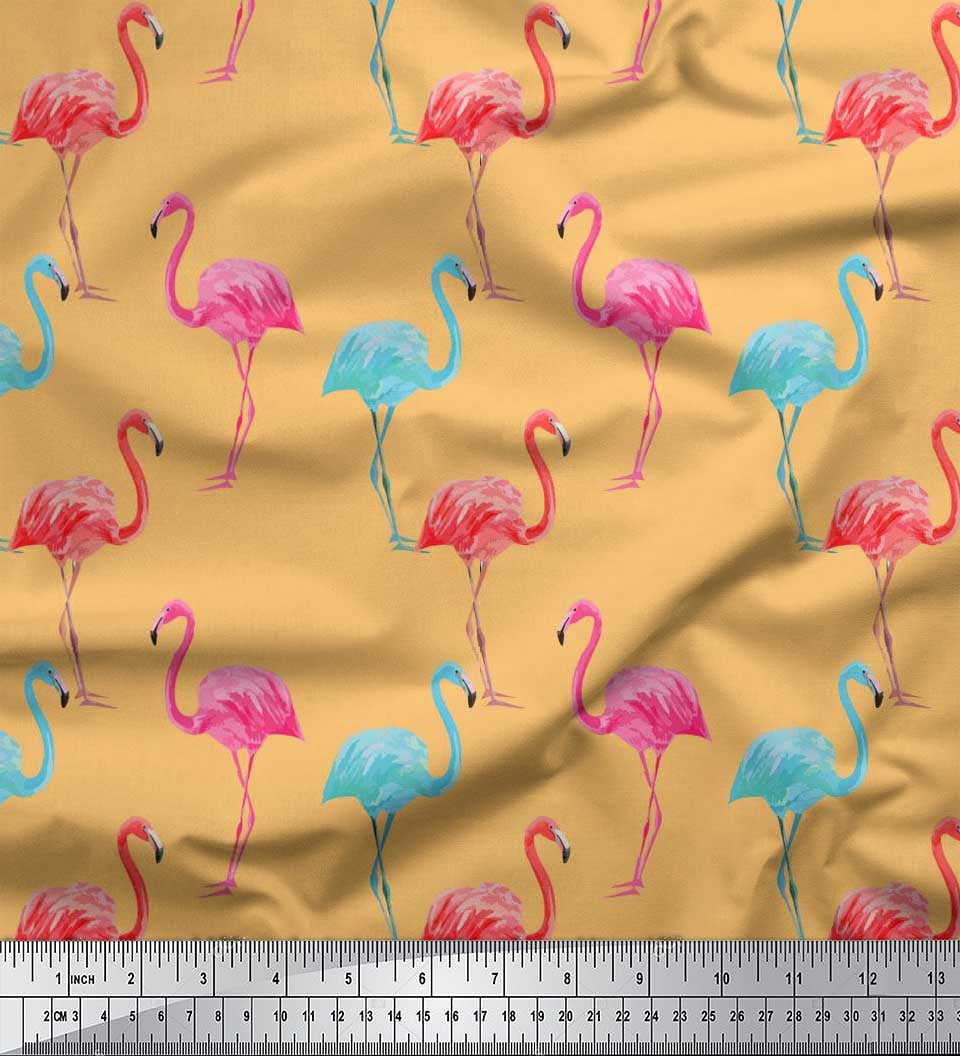 Soimoi Viscose Chiffon Fabric Flamingo Bird Print Fabric by The Yard 42 ...