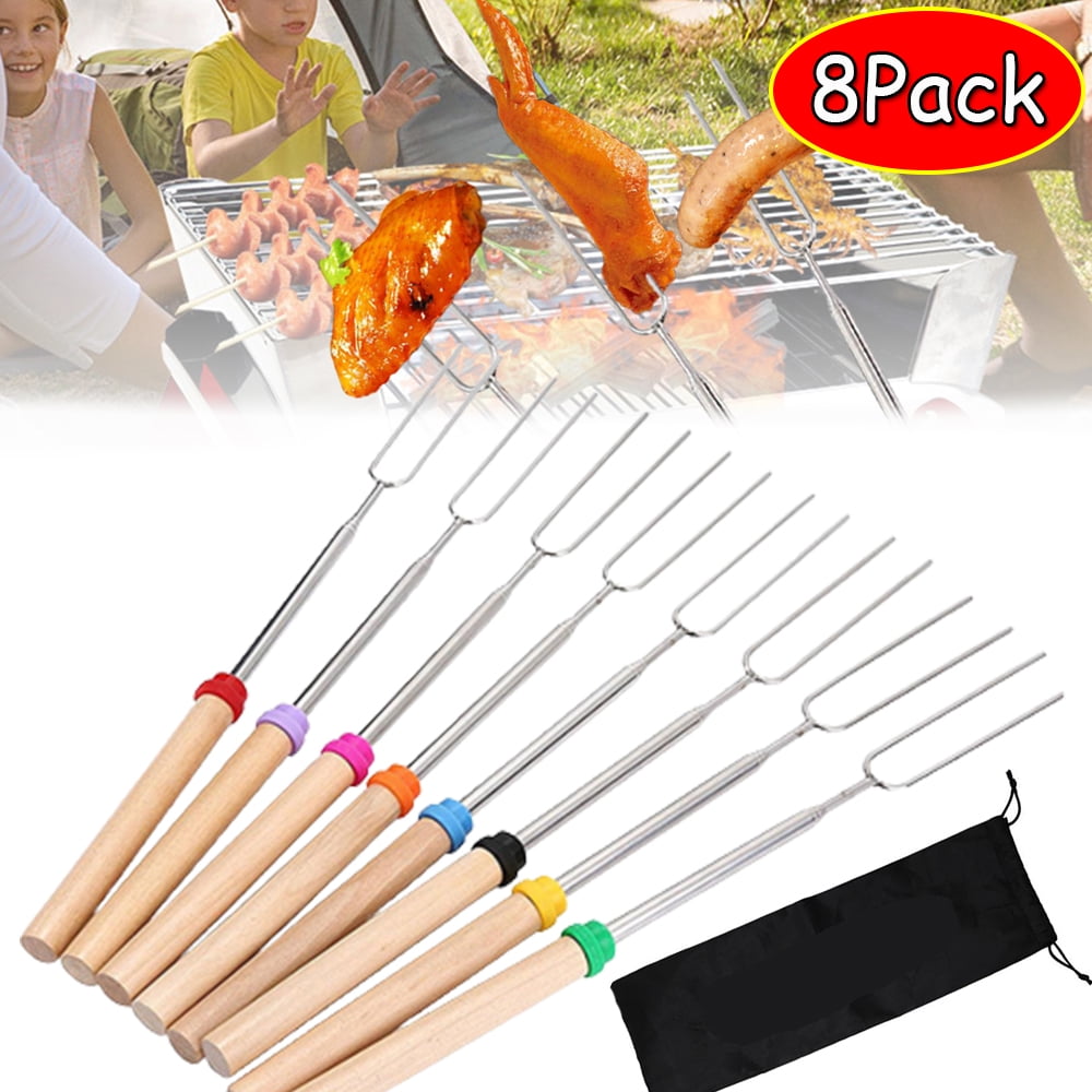 Elbourn Marshmallow Roasting Sticks, Extendable Telescoping BBQ Fork for Fire Pit Campfire BBQ ...