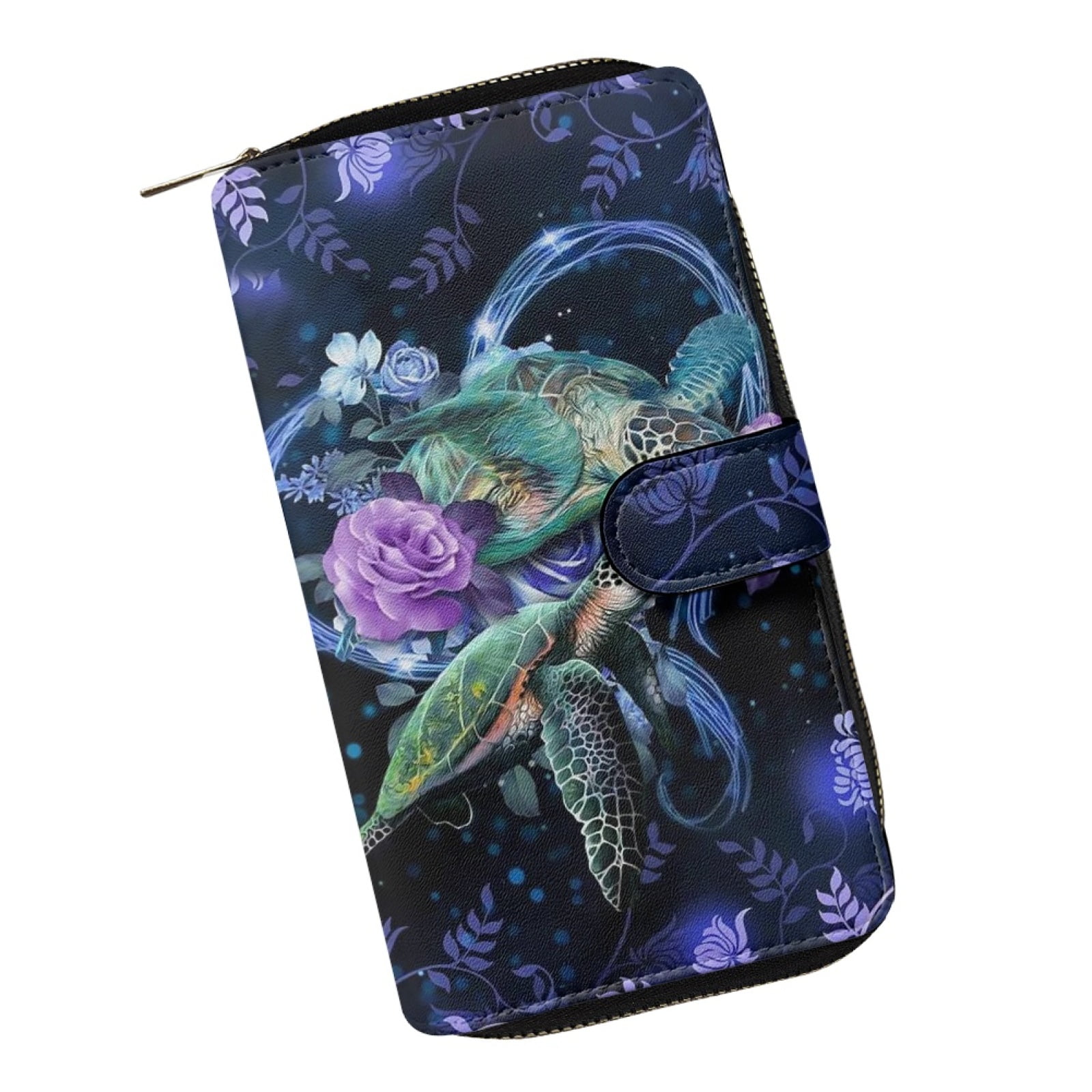 Xoenoiee Turtle Rose Flowers Pattern Slim Thin Wallet PU Leather Credit ...