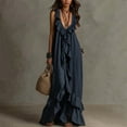 AJGRHE Bohemian Neck Short Sleeve Ruffle Summer Dress Flowy Casual Midi ...
