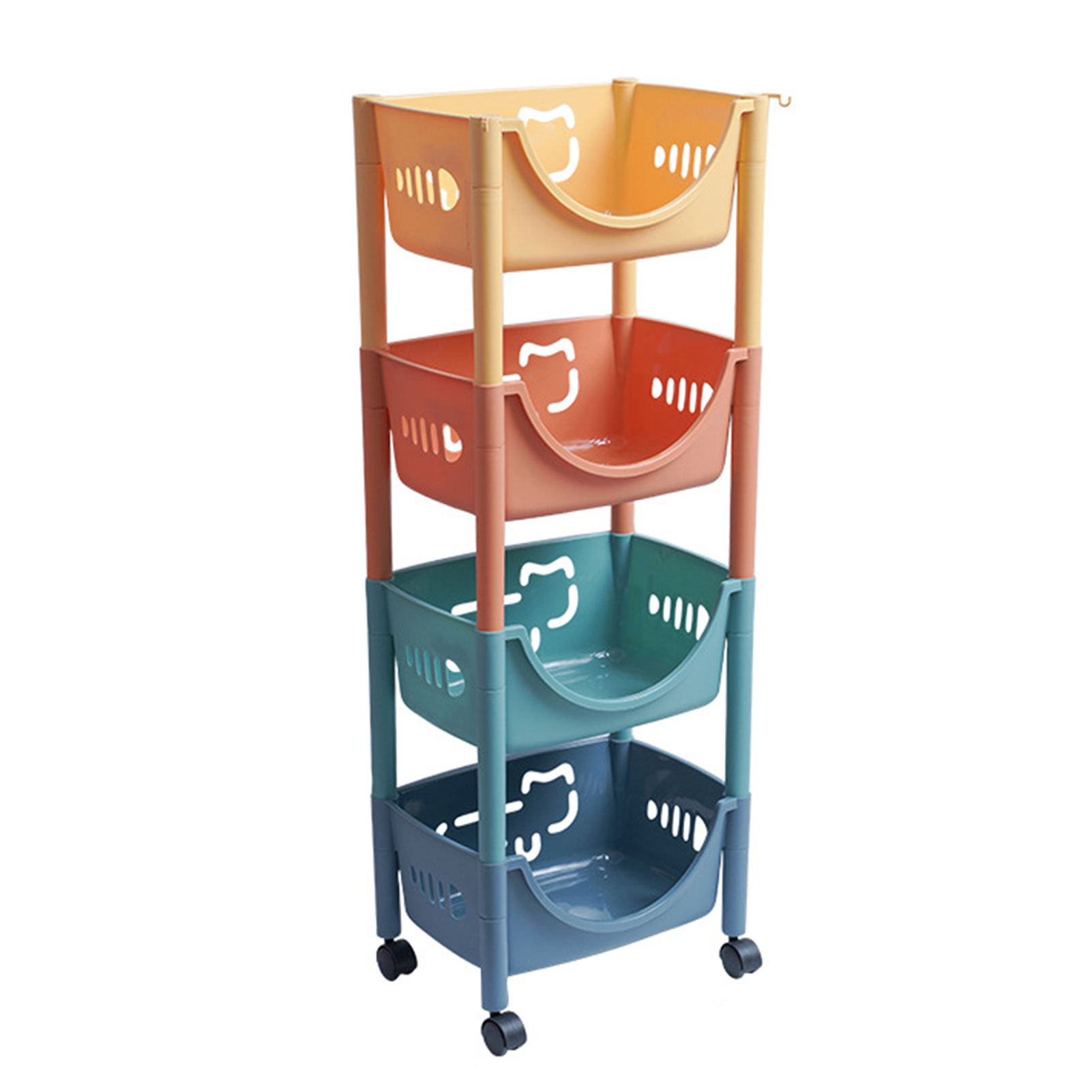 Jadeshay 4-Tier Rolling Storage Cart, Space Saver Pantry, Kitchen Shelf ...