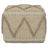 Simpli Home Sweeney Boho Square Pouf in Brown Handloom Woven Pattern - Walmart.com