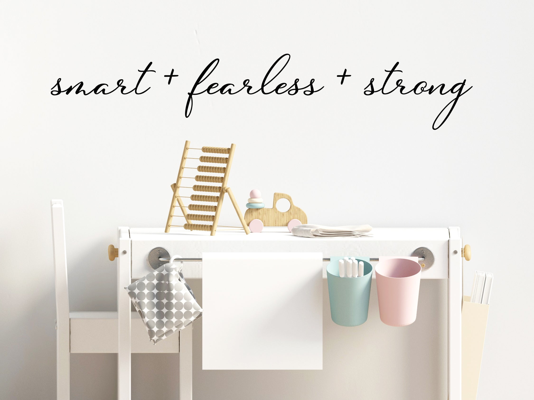 Smart Fearless Strong Cursive | Kids Room Wall Decal - Walmart.com