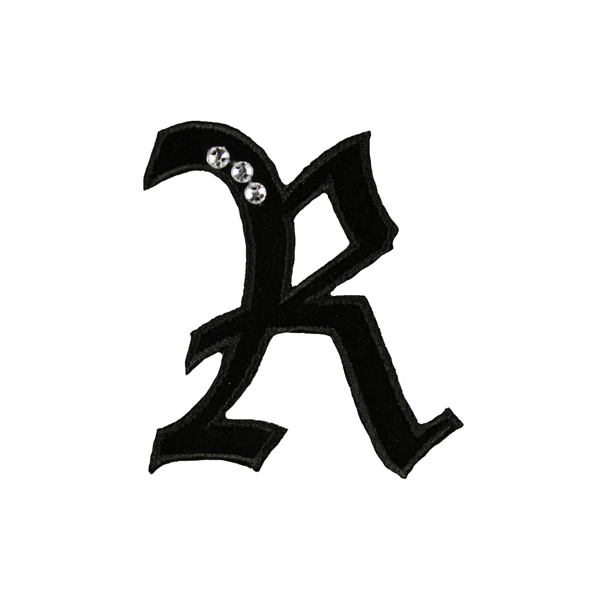 R Gothic Letter Patch With jewels Initials Badge Embroidered Sew On ...