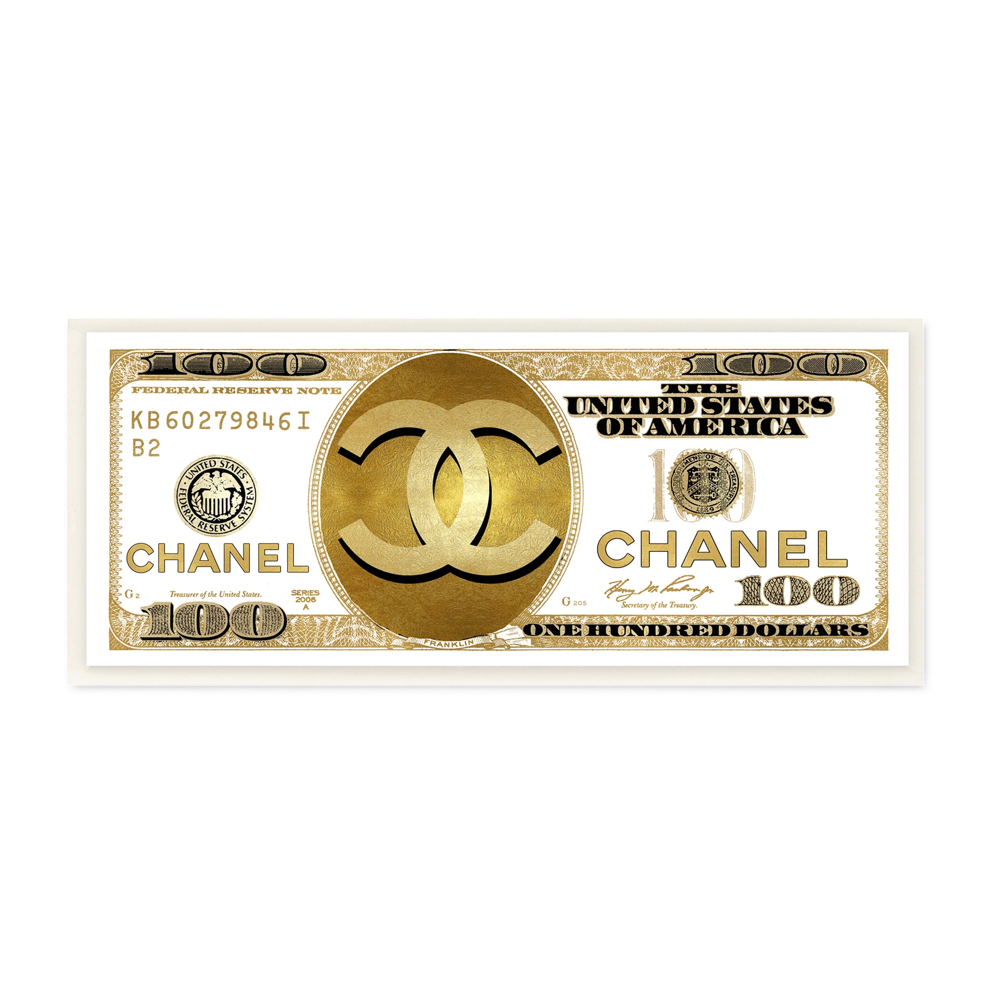 Stupell Industries Glam Designer Fashion Logo Money Dollar Bill Wood ...