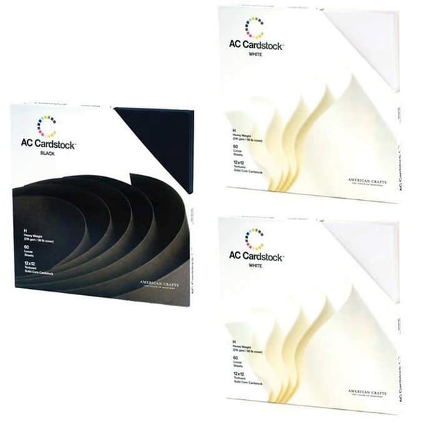 Papier cartonné noir et blanc uni texturé AC Cardstock™ - paquet de 3 ...