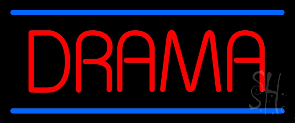 Red Drama Blue Lines LED Neon Sign 10" Tall x 24" Wide - inches Black ...