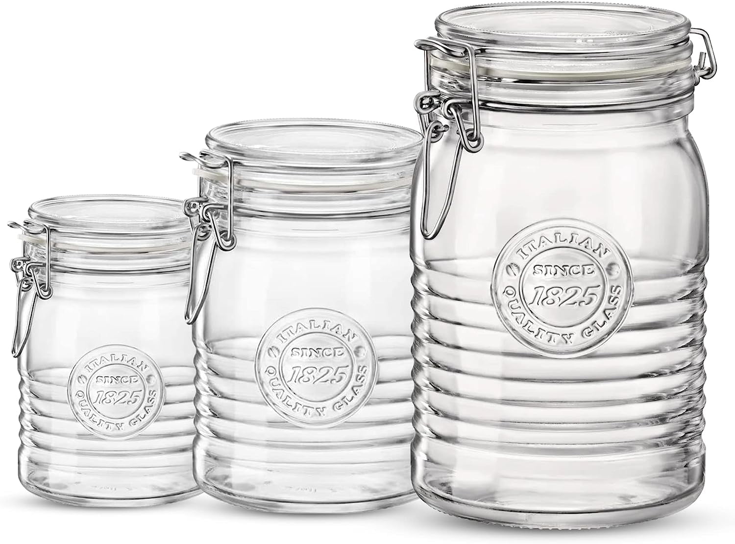 Bormioli Rocco Officina 1825 Variety Pack, Set Of 3 Glass Jars, Wide ...