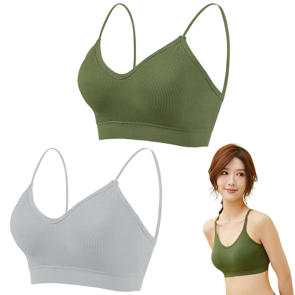 MANJIAMEI Bralettes Bandeau Bra Workout Crop Tank Top Bra Removable ...