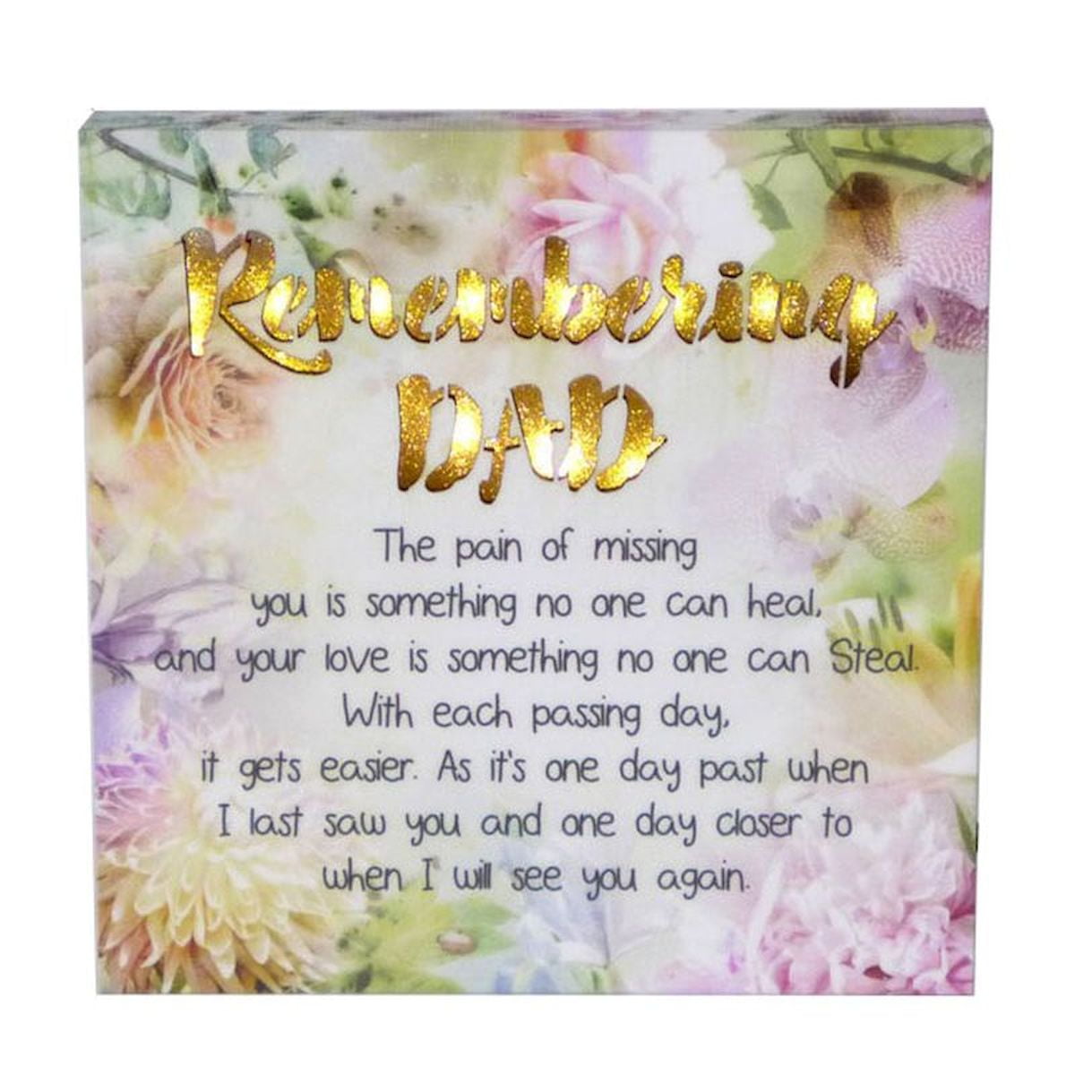 LED With Saying Remembering Dad Block Sign - Walmart.com