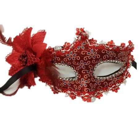 Women Halloween Feather Lace Half Mask Lady Ball Masquerade Feather ...