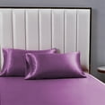 Anminy 4 Piece Satin Sheets Full Size Lavender Stripe Silk Bed Sheet Set Full Deep Pocket