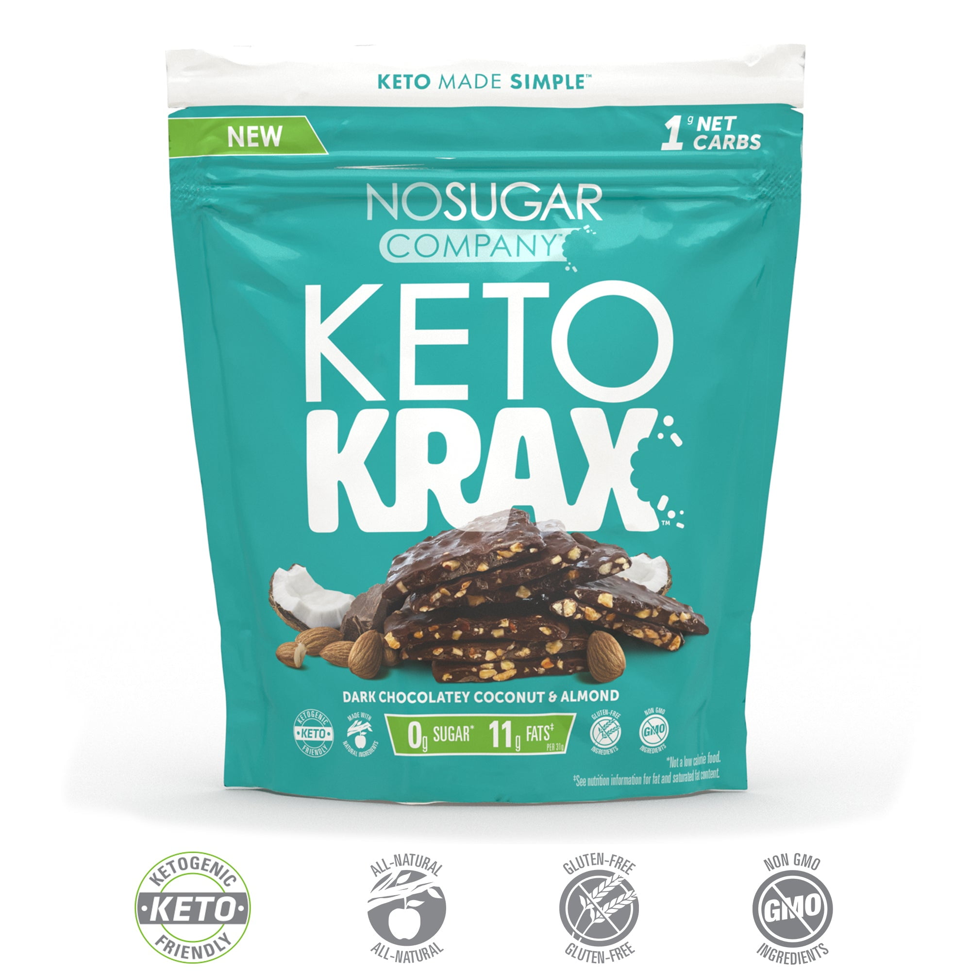 No Sugar Company Keto Krax Dark Chocolatey Coconut & Almond Snack, 200g ...