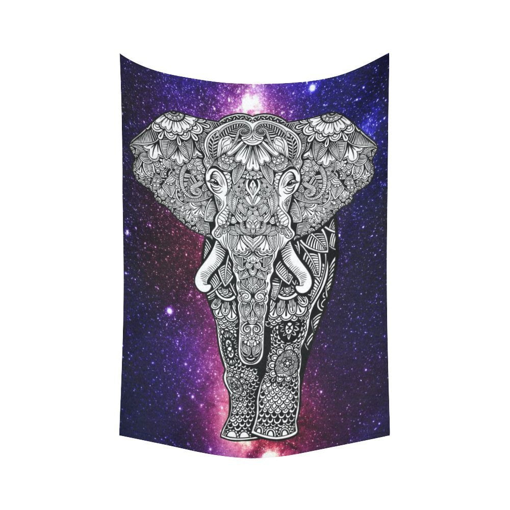 PHFZK Universe Wall Art Home Decor, Colorful Galaxy Elephant in Deep ...