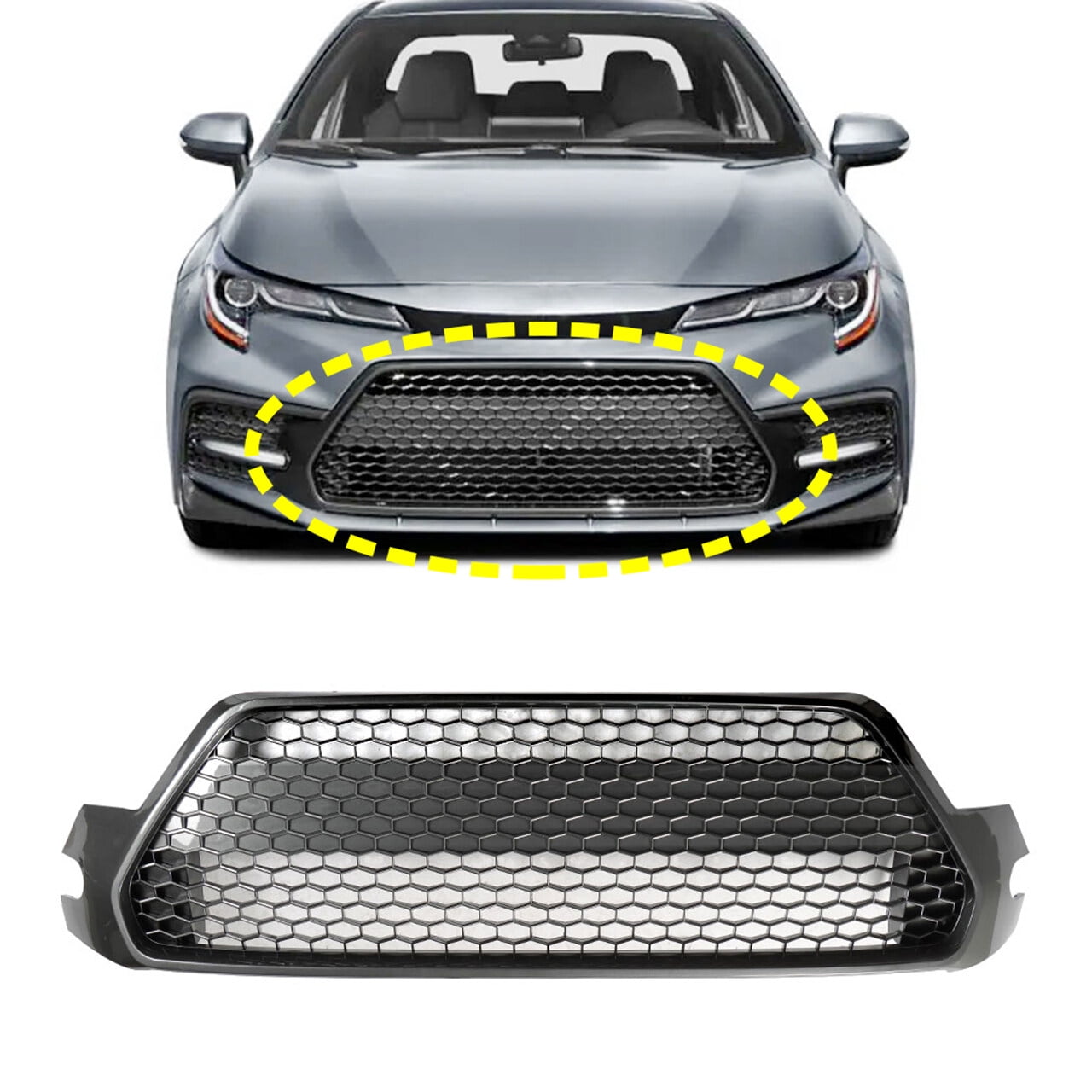 Fit for 20-21 Corolla Grill Honeycomb Mesh Style Front Grille - Walmart.com