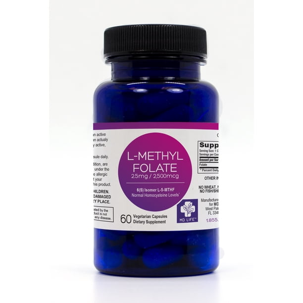 MD.Life 5-MTHF L-Methylfolate 2.5 MG 2500 mcg Active Folate 60 Capsules ...