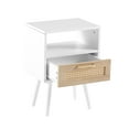 Kepooman White Rattan Nightstand, 15.75 Kepooman White Rattan Nightstand, 15.75