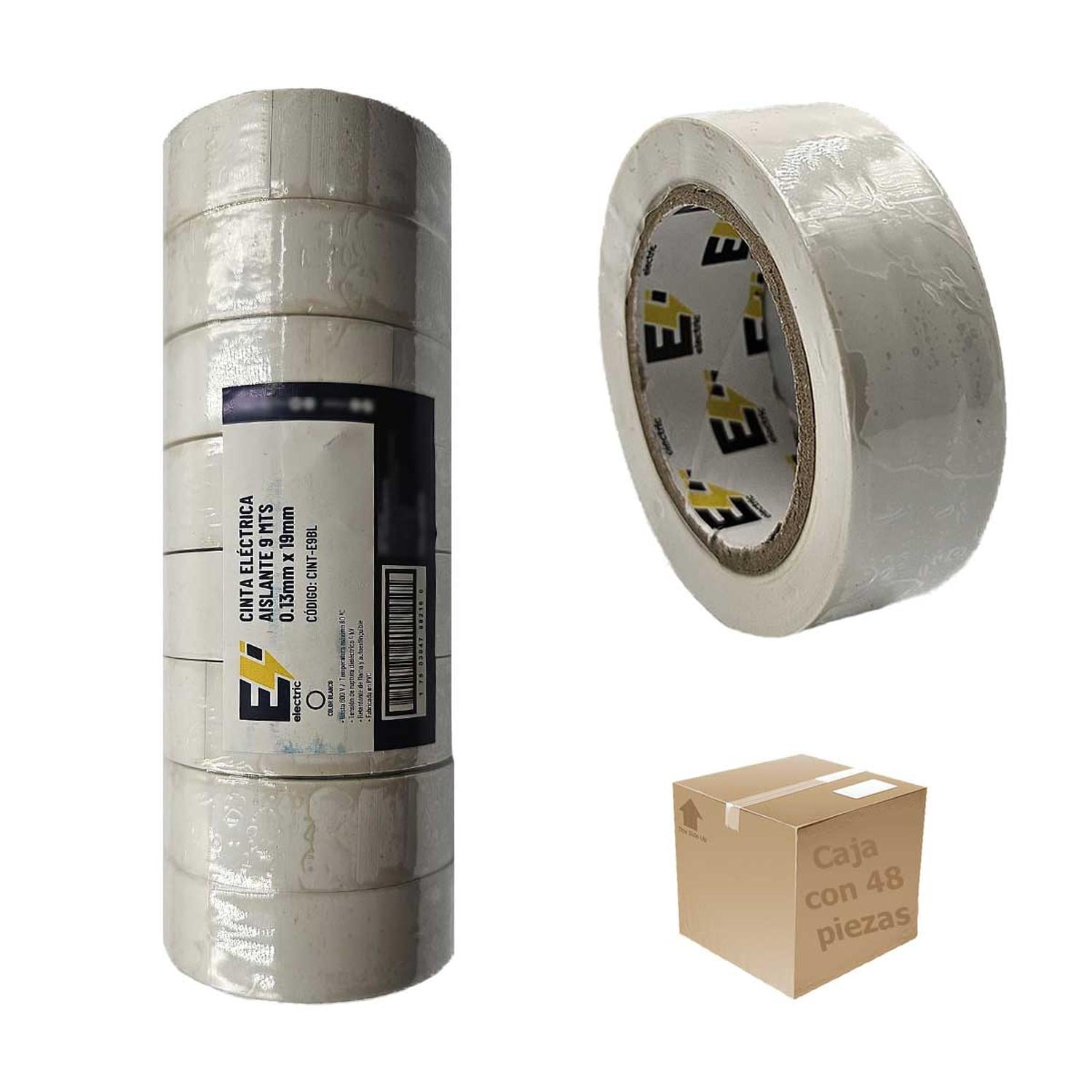 48Pzs Cinta Aislante Electrica 9 Mts .13MM x 19MM Blanco blanco 9m ...