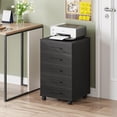 Black 5-Drawer Mobile File Cabinet With Wheels For Home Office Storage ...