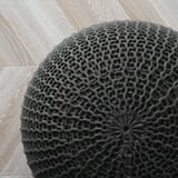 Urban Shop Round Solid Print Polyester Pouf, Dark Grey - Walmart.com