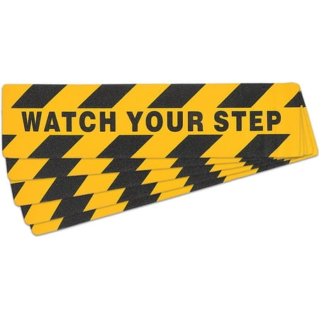 AlfaView 5 Pack Watch Your Step Warning Decals Stickers - 6" X 24" Self ...