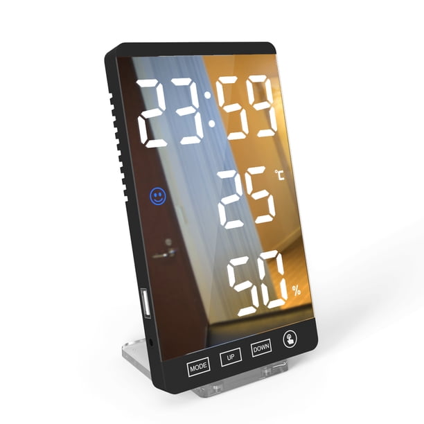 Pantalla LED grande Pantalla Temperatura Humedad Tiempo Pantalla Espejo ...