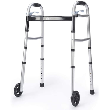 Drive Medical 10210-4ASM Deluxe Two Button Folding Walker with 5-Inch ...