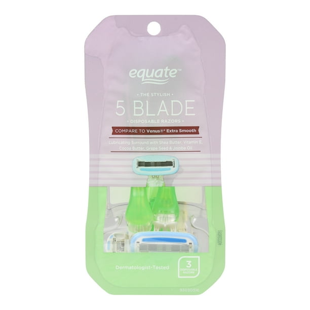 Equate Women's 5 Blade Disposable Razors, 3 Count - Walmart.com ...