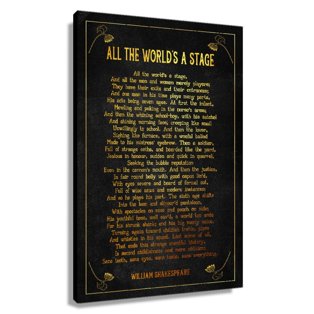All The Worlds A Stage Poem Wall Decor William Shakespeare Quote Wall ...