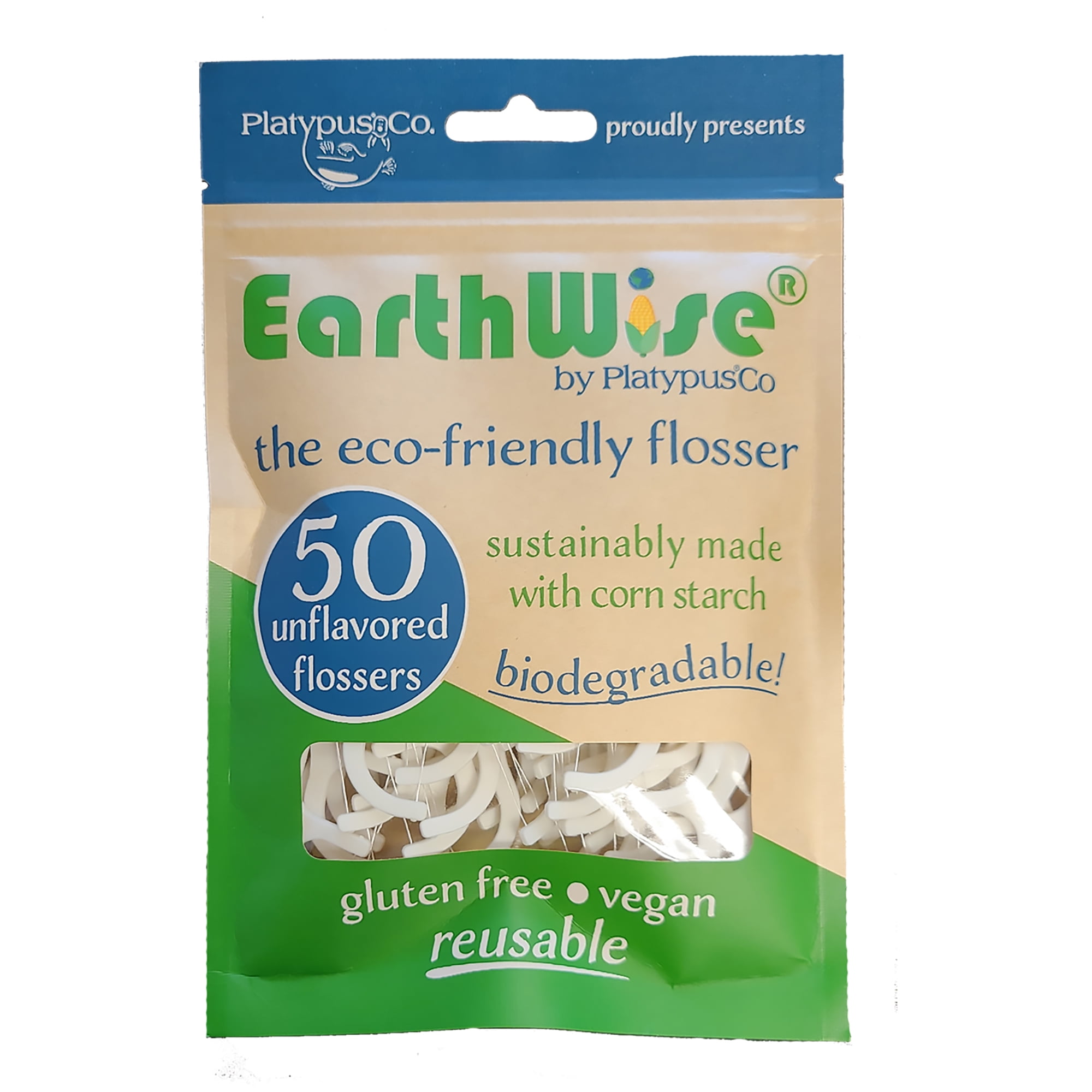 Platypus Earthwise Eco-Friendly Flosser, Dental Floss Picks, 50 Count ...