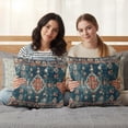 Bohemian Floral Pillow Covers Set of 2, Green Red Traditional Ethnic ...